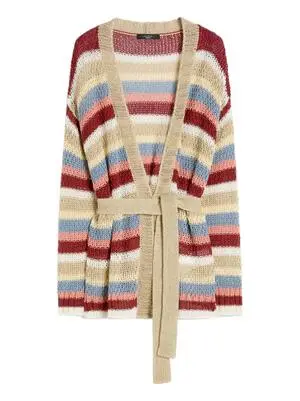 Max Mara Linen Yarn Cardigan With Belt - Cherry