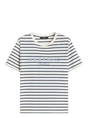 Max Mara Cotton Jersey T-shirt With Embroidered Graphics - Navy