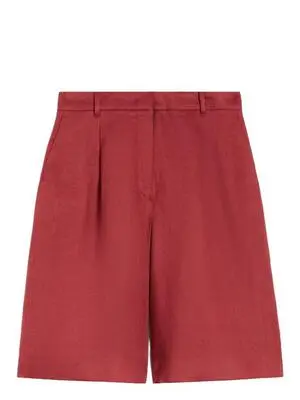 Max Mara Long Linen Bermuda Shorts - Brick Red