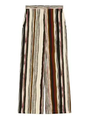 Max Mara Striped Crêpe De Chine Palazzo Trousers - Brick Red