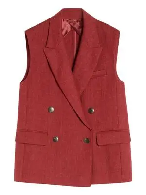 Max Mara Linen Twill Gilet - Brick Red