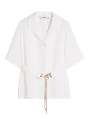 Max Mara Cotton Poplin Tie-detailed Shirt - White