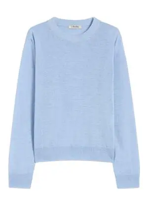 Max Mara Linen Yarn Crew-Neck Sweater Sky Blue