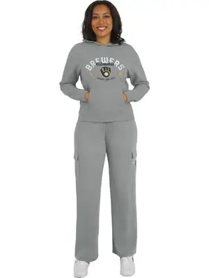 WEAR BY ERIN ANDREWS Milwaukee Brewers Waffle-knit Hoodie & Lounge Pant Set - Gray