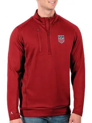 ANTIGUA Usmnt Generation Quarter-zip Top With Embroidered Graphics - Red