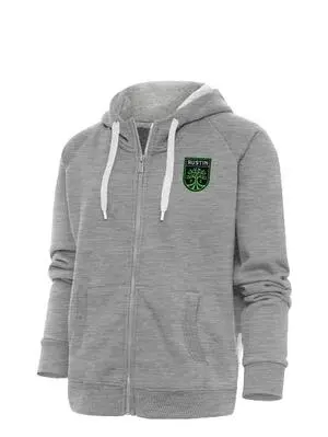 ANTIGUA Austin Fc Logo Victory Full-zip Hoodie - Heather Gray