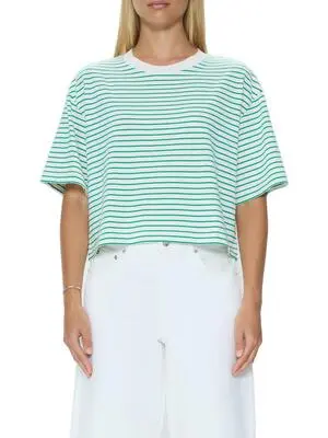 PISTOLA Mae Stripe Boxy Crop T-shirt - Vert Stripe