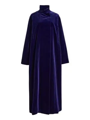 COLLEEN ALLEN High-collar Velvet Raglan Coat - Purple