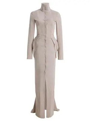 COLLEEN ALLEN Tailored Cotton-silk Bustle Maxi Dress - Multi