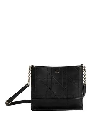 Dior Trianon Bag With Chain - Black Flat Macrocannage Lambskin
