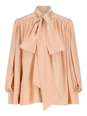 Chloé Lavallière Blouse In Silk - Pink