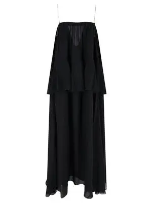 Chloé Silk Maxi Dress With Chain Straps - Black