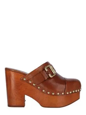 Chloé Jeannette Wedge Mules - Brown