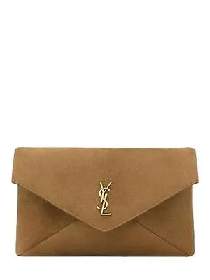 Saint Laurent Cassandre Large Envelope Pouch - Golden Leaf