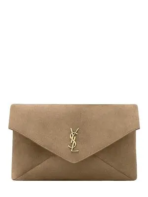 Saint Laurent Cassandre Large Envelope Pouch - Light Cumin