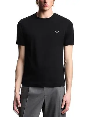 Emporio Armani Logo Slim Fit Tee - Solid Blue