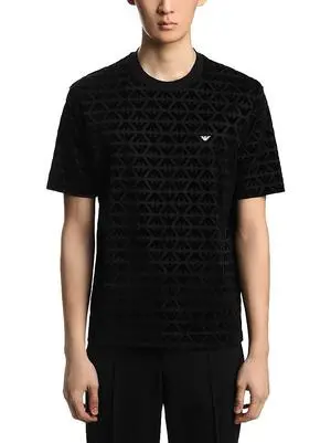 Emporio Armani Tonal Print Tee Solid Black