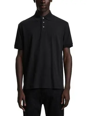 Emporio Armani Jacquard Polo Shirt - Solid Blue