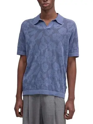 Nn07 Ryan Flower Polo Shirt - Stone Blue
