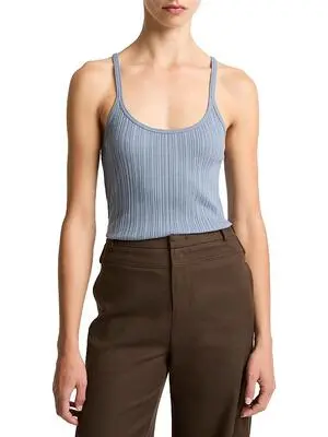 Vince Ribbed Knit Tank Top - Azul