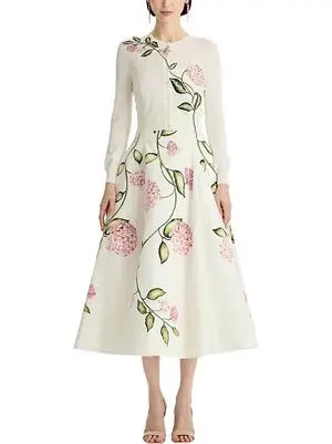 Oscar De La Renta Embroidered Wool Cardigan - Ivory