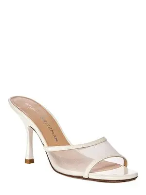 STUART WEITZMAN Bareitall 85 Mesh Slides - White/blanco
