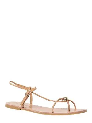 LOEFFLER RANDALL Leather Thong Sandals With Gold Tone Detail - Dune