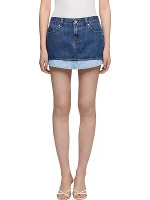 7 For All Mankind Double Layer Denim Mini Skirt - Shadow