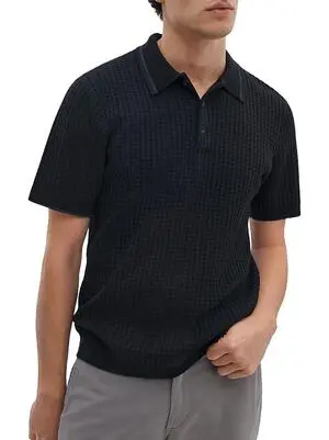 Rag & Bone Harvey Rib Polo Shirt - Black