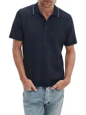 Rag & Bone Harvey Rib Polo Shirt - Navy Multi