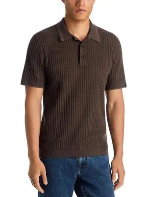 Rag & Bone Harvey Rib Polo Shirt Stonewall