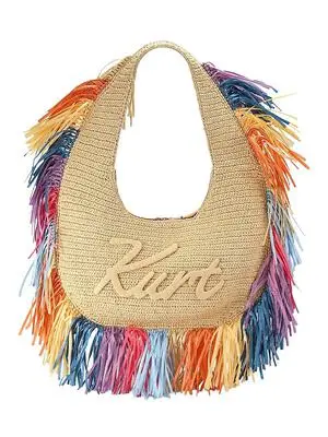 Kurt Geiger Large Fringe Hobo Bag - Open Beige
