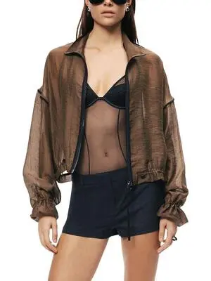 NOCTURNE Sheer Zip-front Jacket - Camel