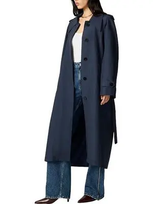 NOCTURNE Single-breasted Cotton Trench Coat - Navy