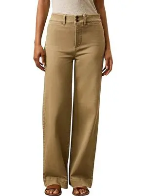 Faherty Brand Stretch Terry Wide-leg Trousers - Desert Khaki