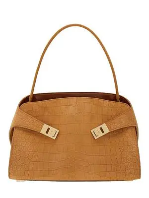 FERRAGAMO Hug Soft Suede Shoulder Bag - Naturale