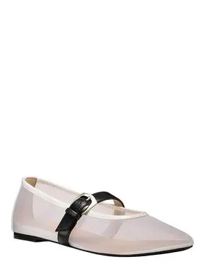 STUART WEITZMAN Sai Bareitall Mary Jane Flats - White/blanco/black