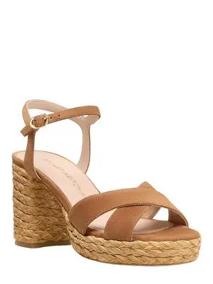 STUART WEITZMAN Dayna 80 Espadrille Platform Sandals - Doe/natural
