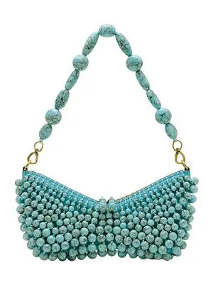 Cult Gaia Mercier Beaded Clutch - Ibiza Turquoise