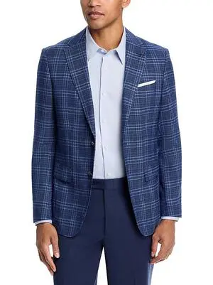 BOSS Hutson Plaid Slim Fit Sport Coat - Dark Blue