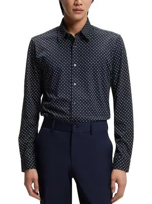 BOSS P-roan Kent Slim Fit Button Down Shirt - Dark Blue
