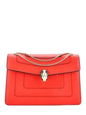 BVLGARI Medium Serpenti Forever Square Leather Shoulder Bag - Red