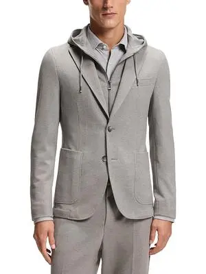 BOSS Hanry Slim Fit Sport Coat With Removable Hood - Silver