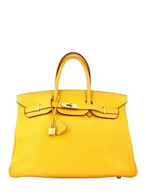 HERMES Birkin 35 Handbag Togo With Gold Hardware - Soleil
