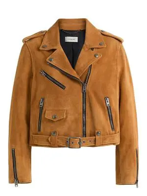 COACH Restored Suede Mini Biker Jacket - Canyon