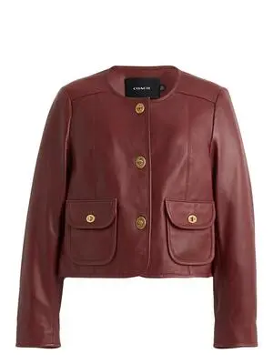 COACH Restored Cardi Leather Jacket - Saddle