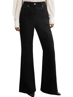 REISS June Mid Rise Flare Jeans - Black