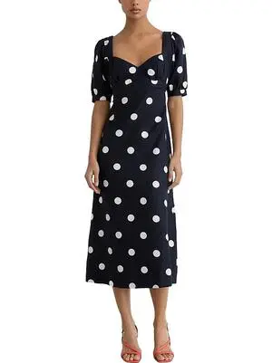 REISS Astrid Dress - Navy/ivory