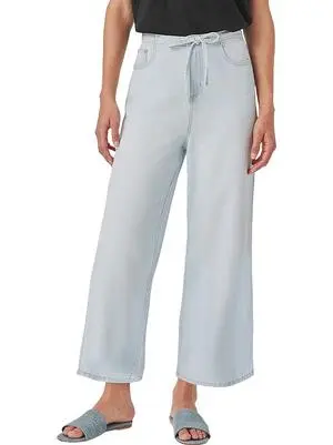 Splendid Lounge Denim Crop Pants - Bleached Indigo