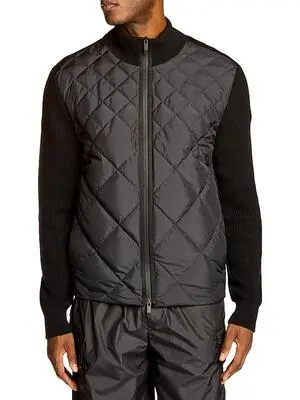 Moncler Quilted Front Cardigan - Black